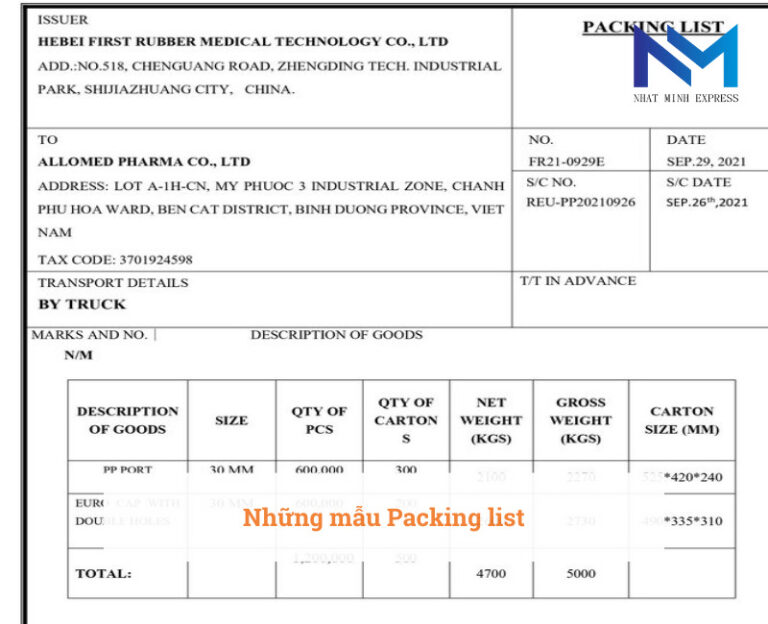Packing list là gì và có VAI TRÒ của nó trong xuất nhập khẩu